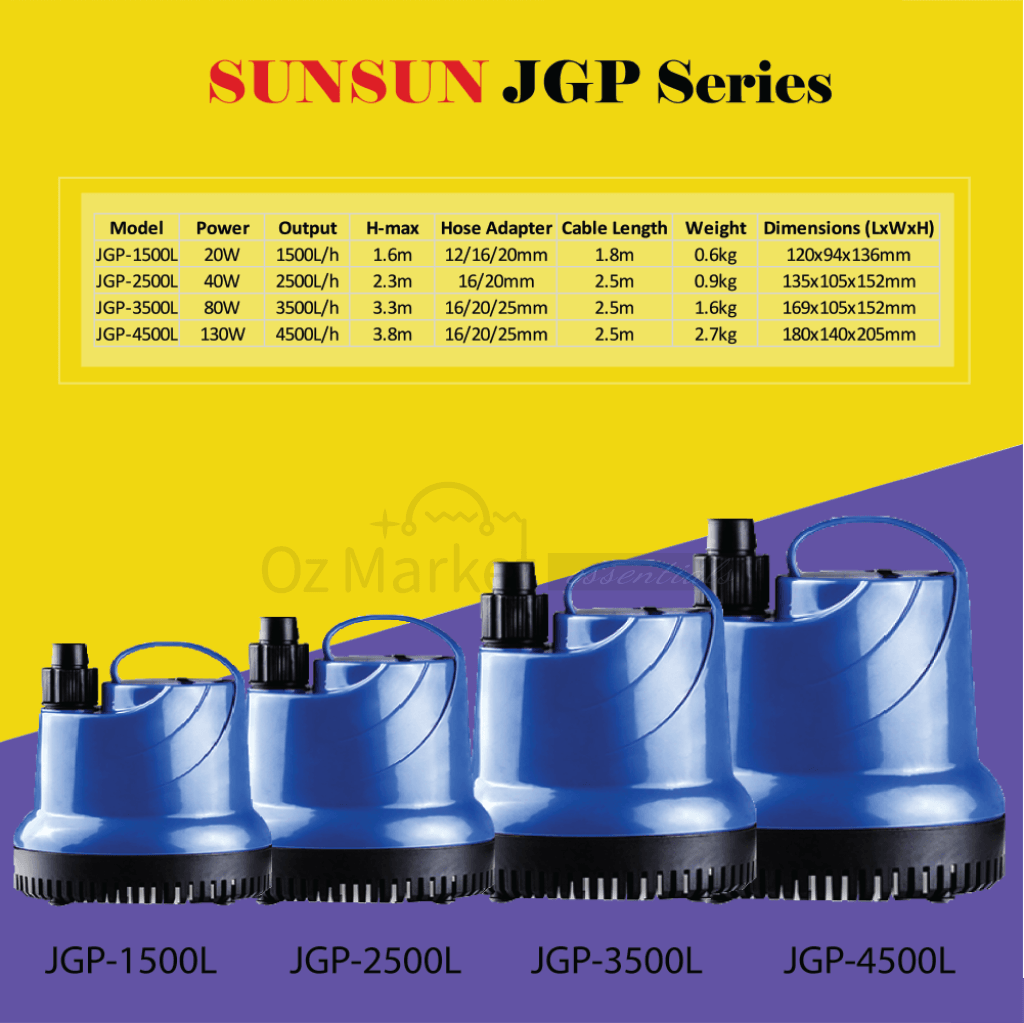 SUNSUN Brand New Submersible 1500L/H, 2500L/H, 3500L/H, 4500L/H Water ...